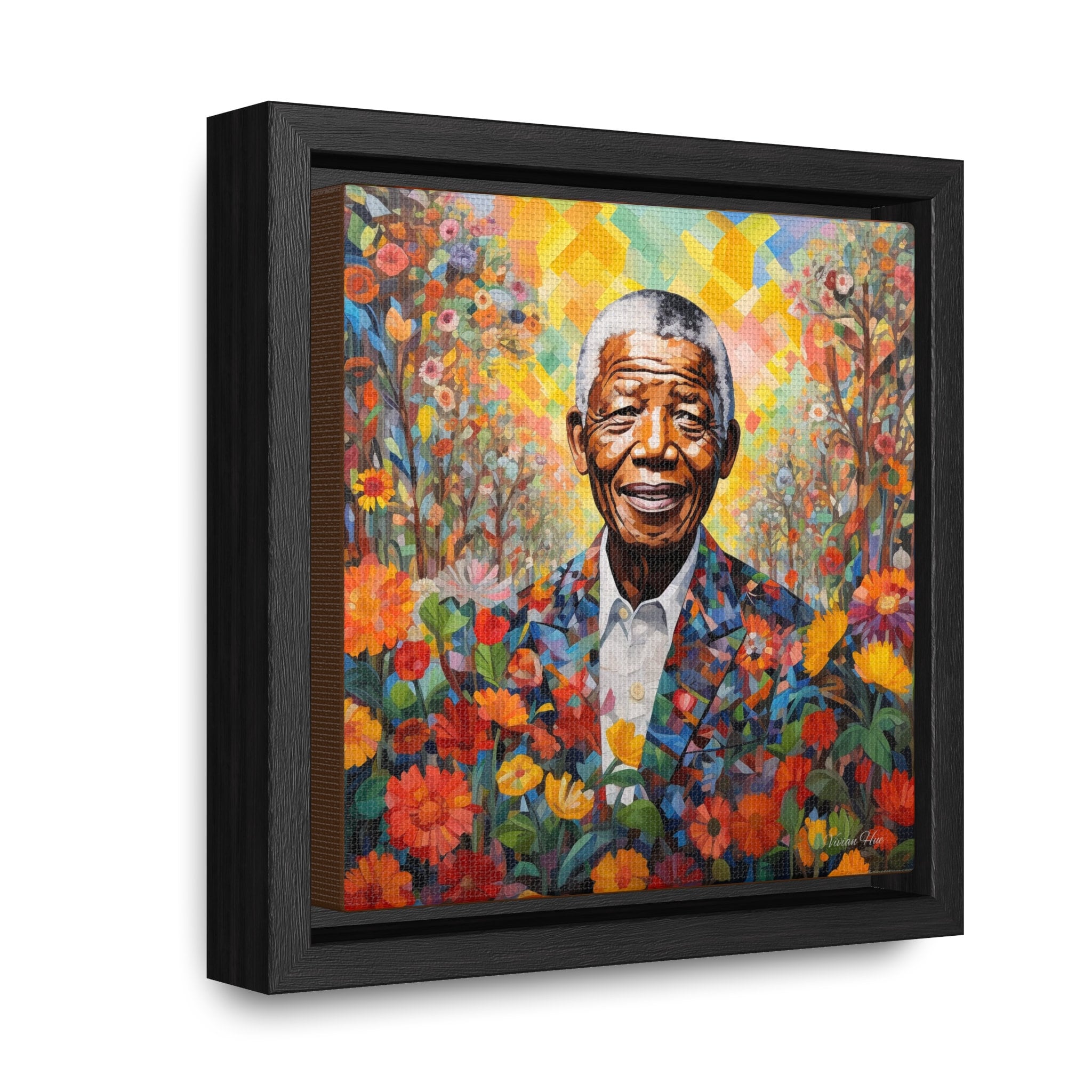 Nelson Mandela on a Gallery Canvas Wrap in a Square Frame Limited to ...
