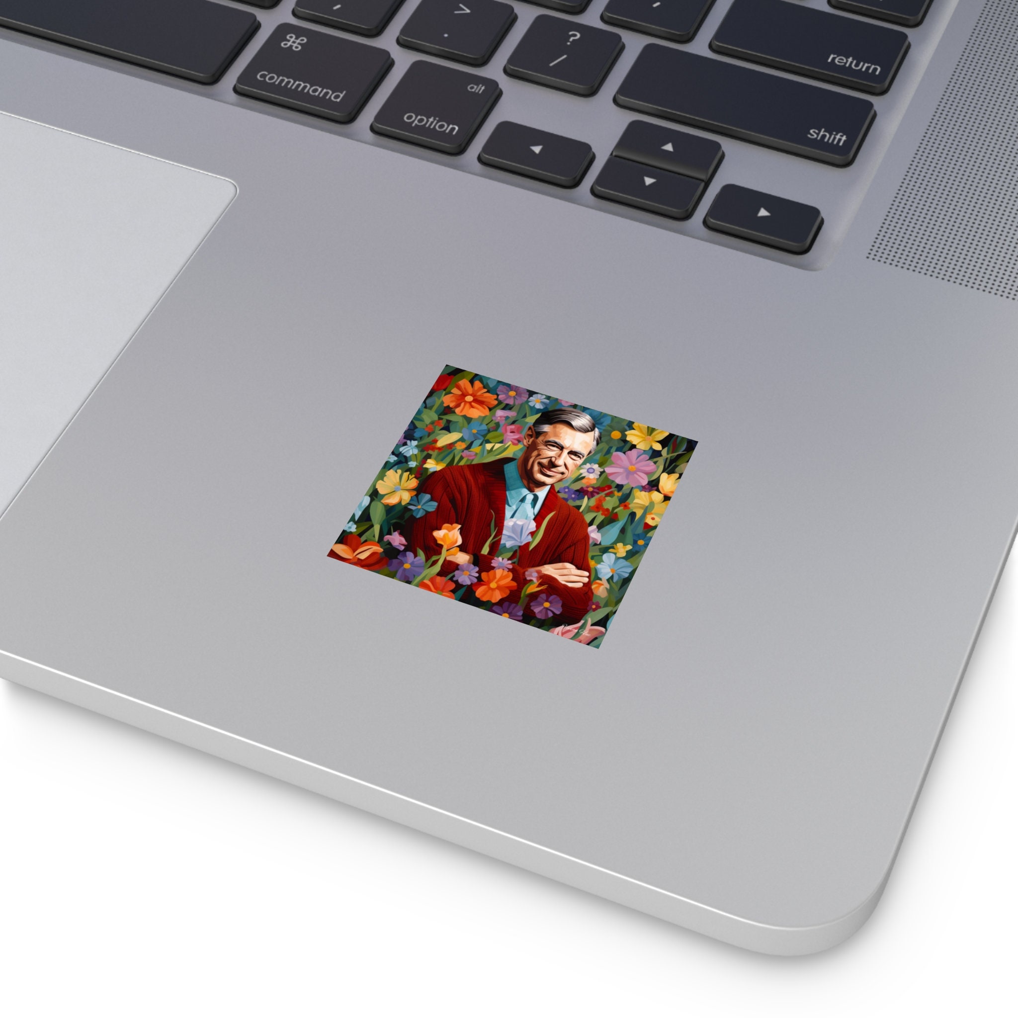 Mr Rogers in a Flower Garden on a Square Stickers, Indooroutdoor by ...