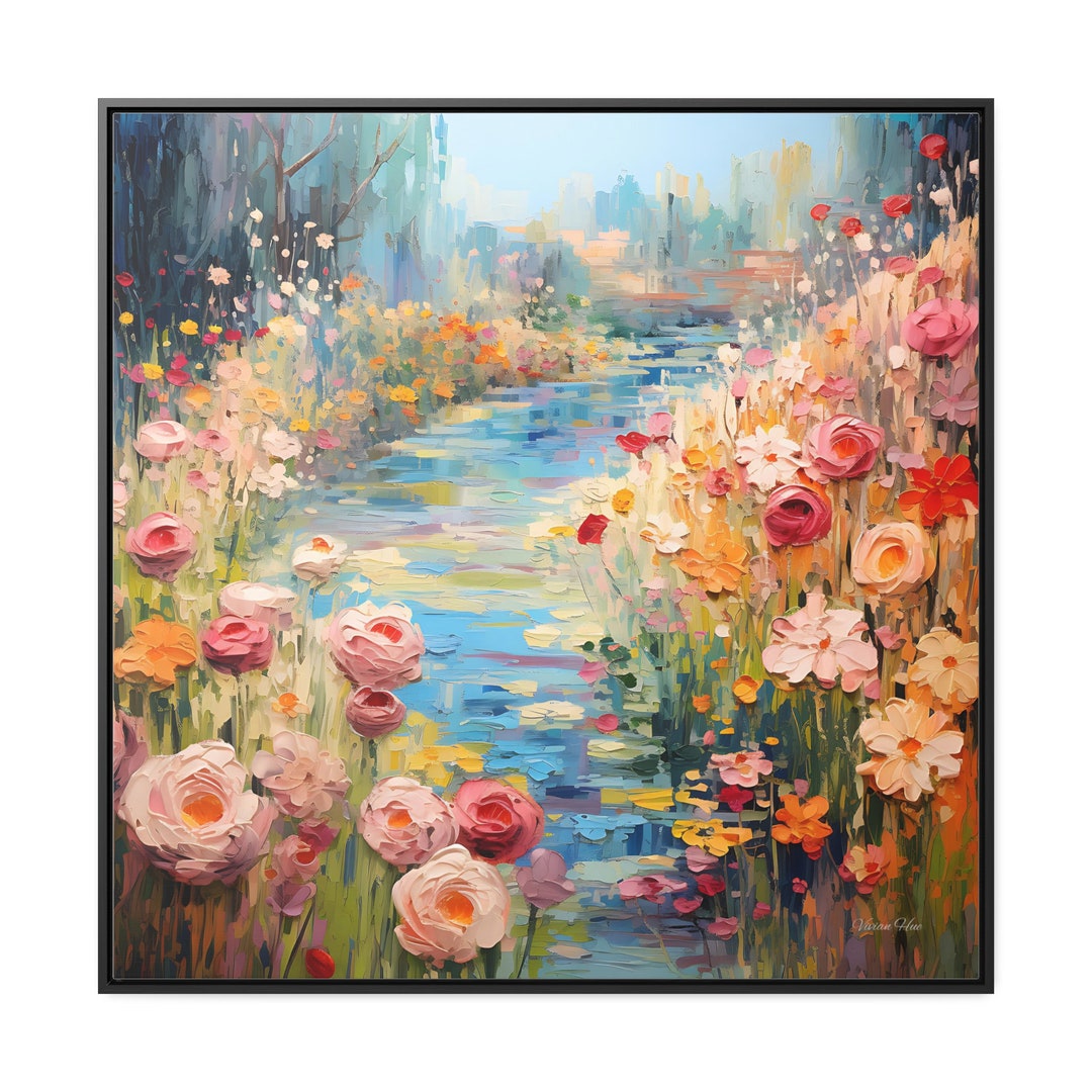 Vivian Hue Flowers Blooming Near a Stream Framed Landscape - Etsy