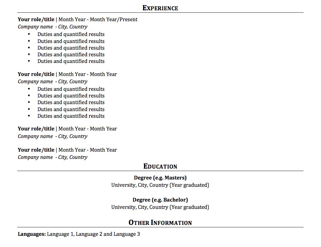 The Simplest No-frills Resume Template Text Only No - Etsy