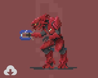 8 Bit Arbiter – Halo, Pixel Art, Retro, Prints, Illustration, Art ...