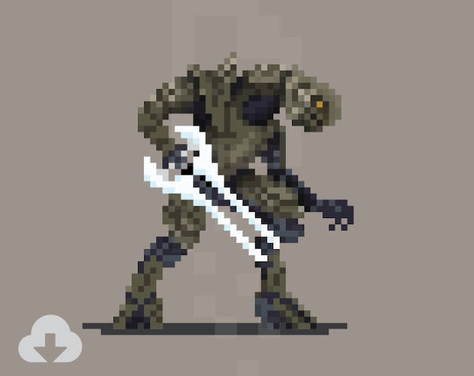 8 Bit Arbiter Halo, Pixel Art, Retro, Prints, Illustration, Art Digital ...
