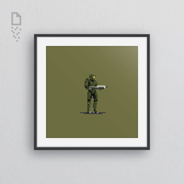 8 Bit Master Chief – Halo, Pixel Art, Retro, Prints, Illustration, Art ...