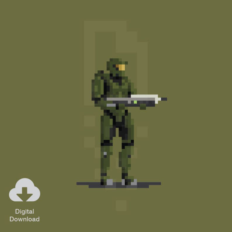 8 Bit Master Chief – Halo, Pixel Art, Retro, Prints, Illustration, Art ...