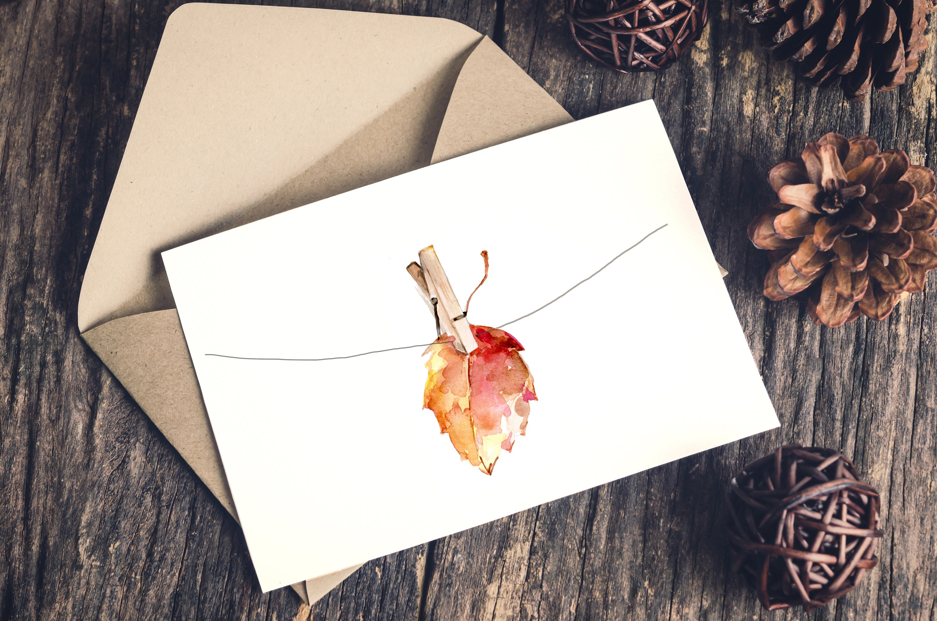 Fall autumn watercolor greeting cards Fall leaves greeting | Etsy