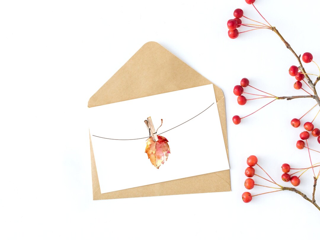 Fall Autumn Watercolor Greeting Cards, Fall Leaves Greeting Note Card ...
