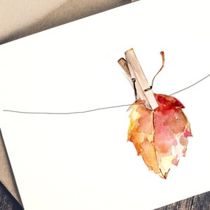 Fall Autumn Watercolor Greeting Cards, Fall Leaves Greeting Note Card ...