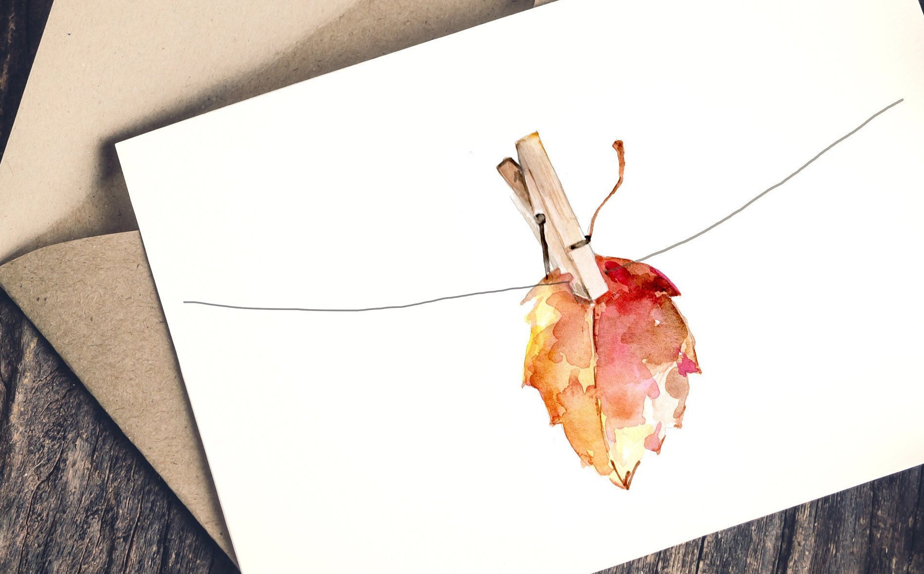 Fall Autumn Watercolor Greeting Cards, Fall Leaves Greeting Note Card ...