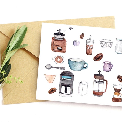 Coffee Lover Note Card Set of 10 Coffee Themed Cards Barista - Etsy