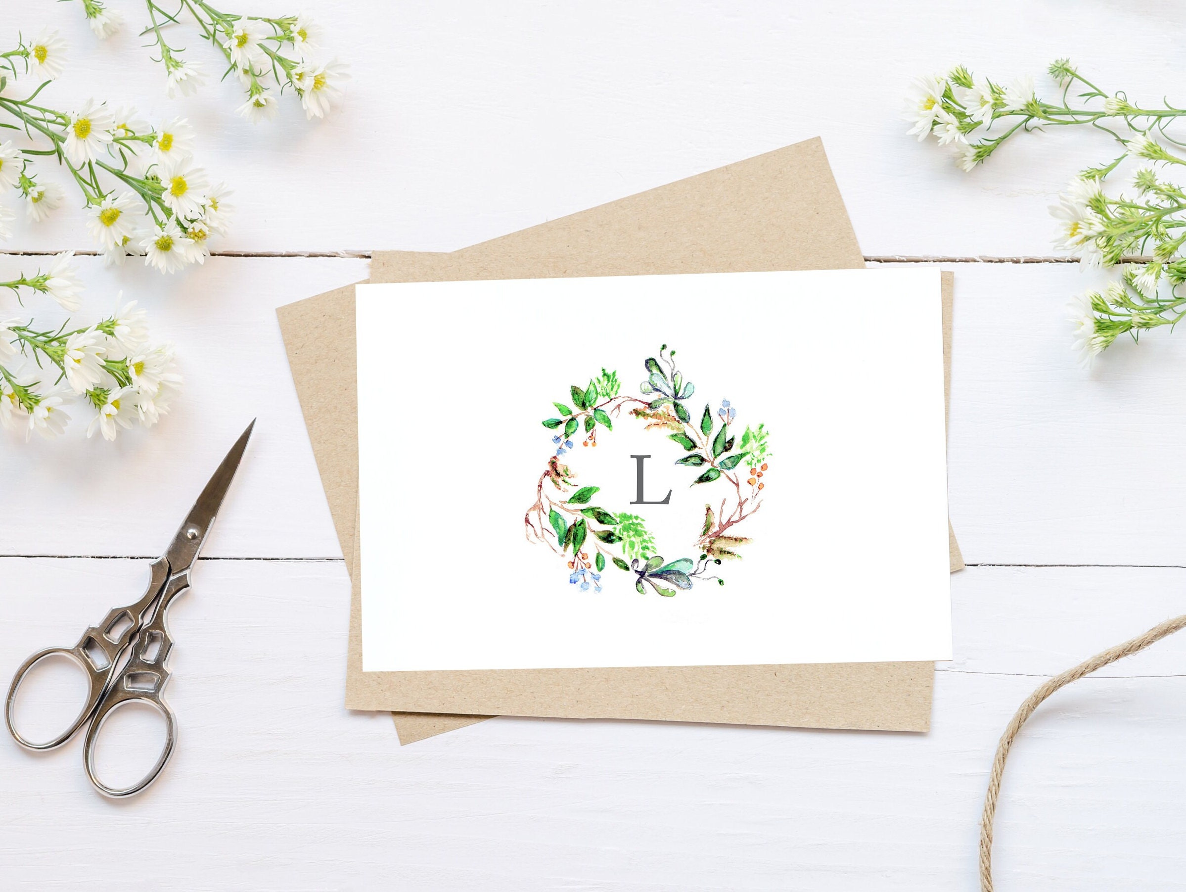 Personalized Watercolor Note Cards Monogram Watercolor Note - Etsy