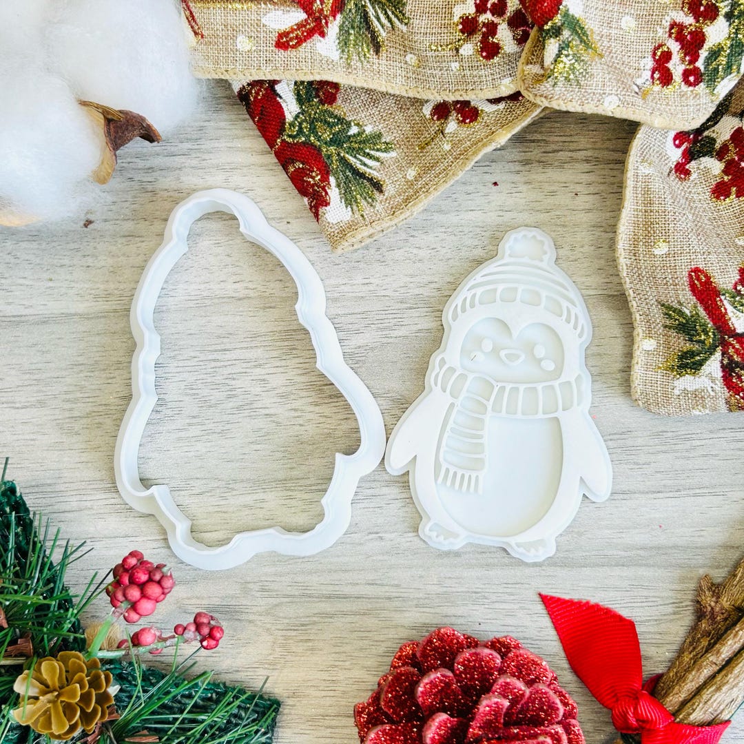 Penguin Cookie Cutter and Stamp Set | Winter Cookie Cutter | Penguin ...