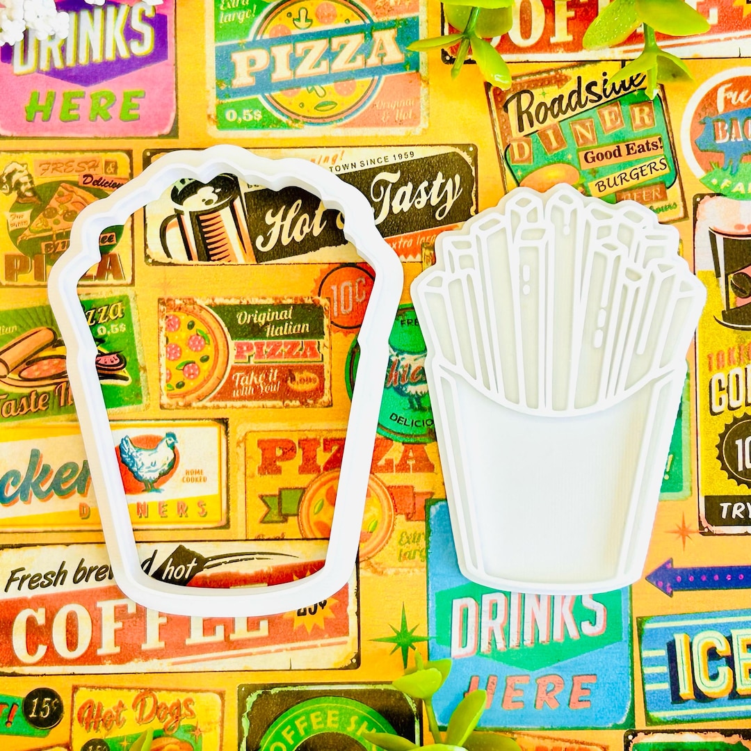 French Fries Cookie Cutter and Stamp Set | French Fries Molds | 3D ...