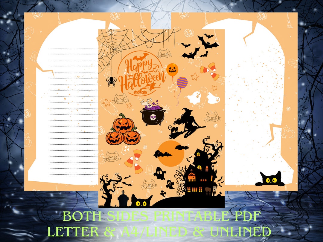 Halloween Letter Paper Digital Download Both Sides Printable - Etsy Canada