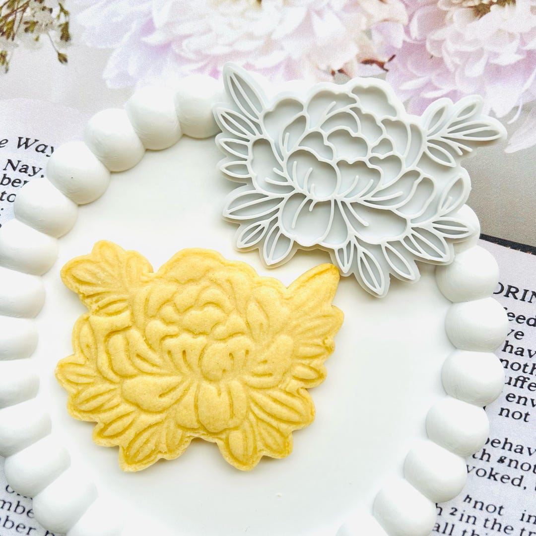 Peony Flower Cookie Cutter and Stamp Set | Flower Cookie Cutter | Peony ...
