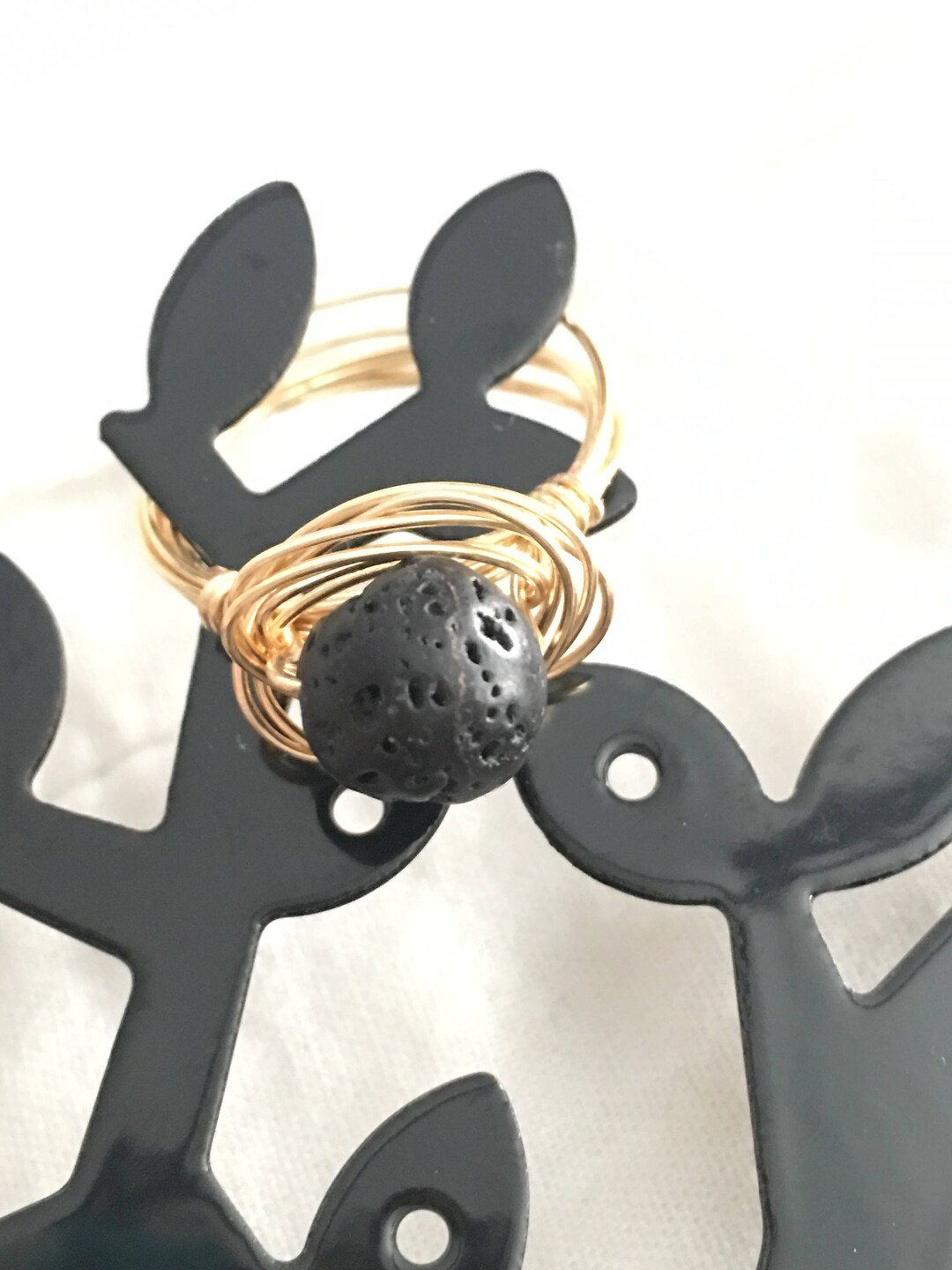 Lava Ring Wire-wrapped Volcanic Rock Ball Ring - Etsy