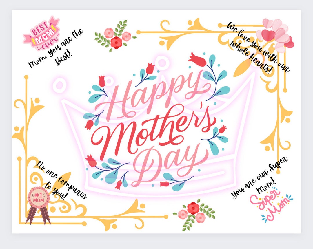 Printable Mother’s Day Placemat for Table or Workspace Mother’s Day ...