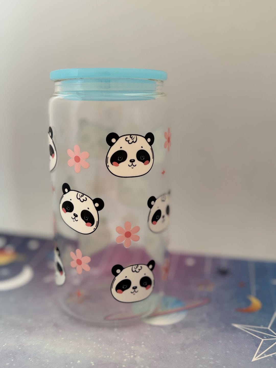 Kawaii Cute Paw Prints Squish Beans Gift Glass Can With Lid and Straw ...