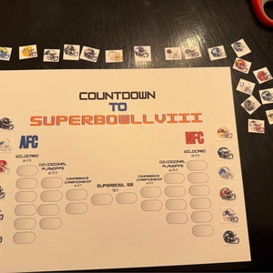 2025 NFL Superbowl 59 Bracket Countdown Printable and Editable Chart ...