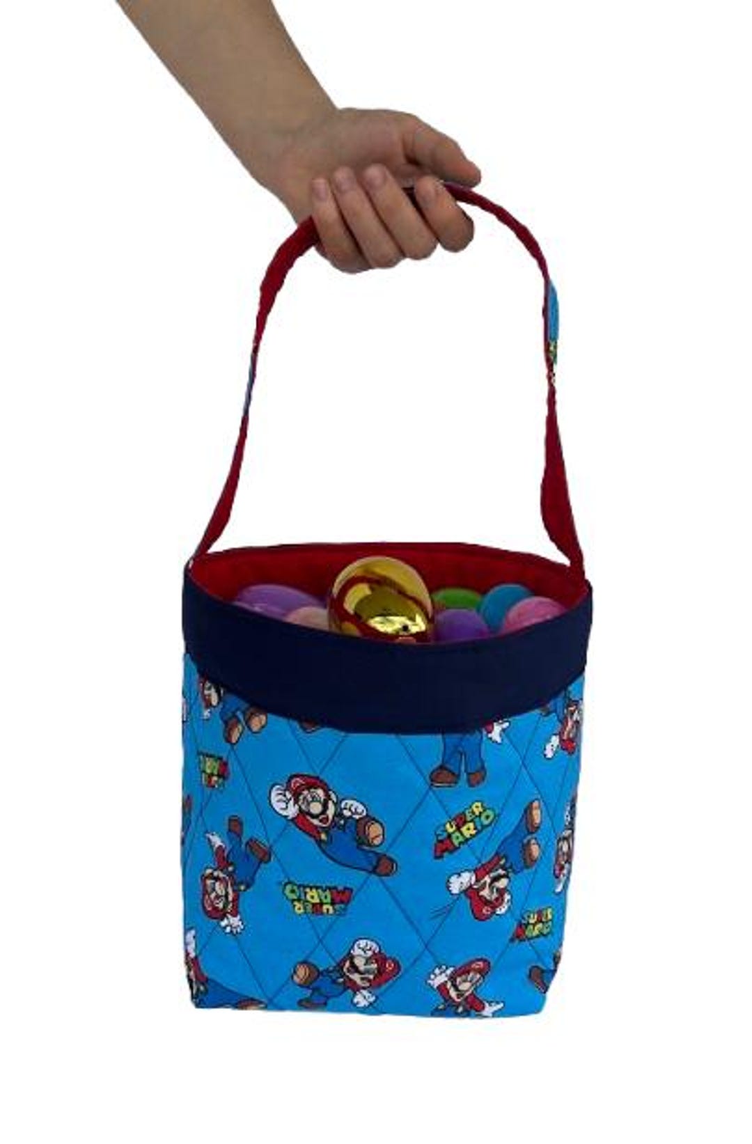 Super Mario Basket: Handmade Quilted Candy & Easter Egg Basket - Etsy