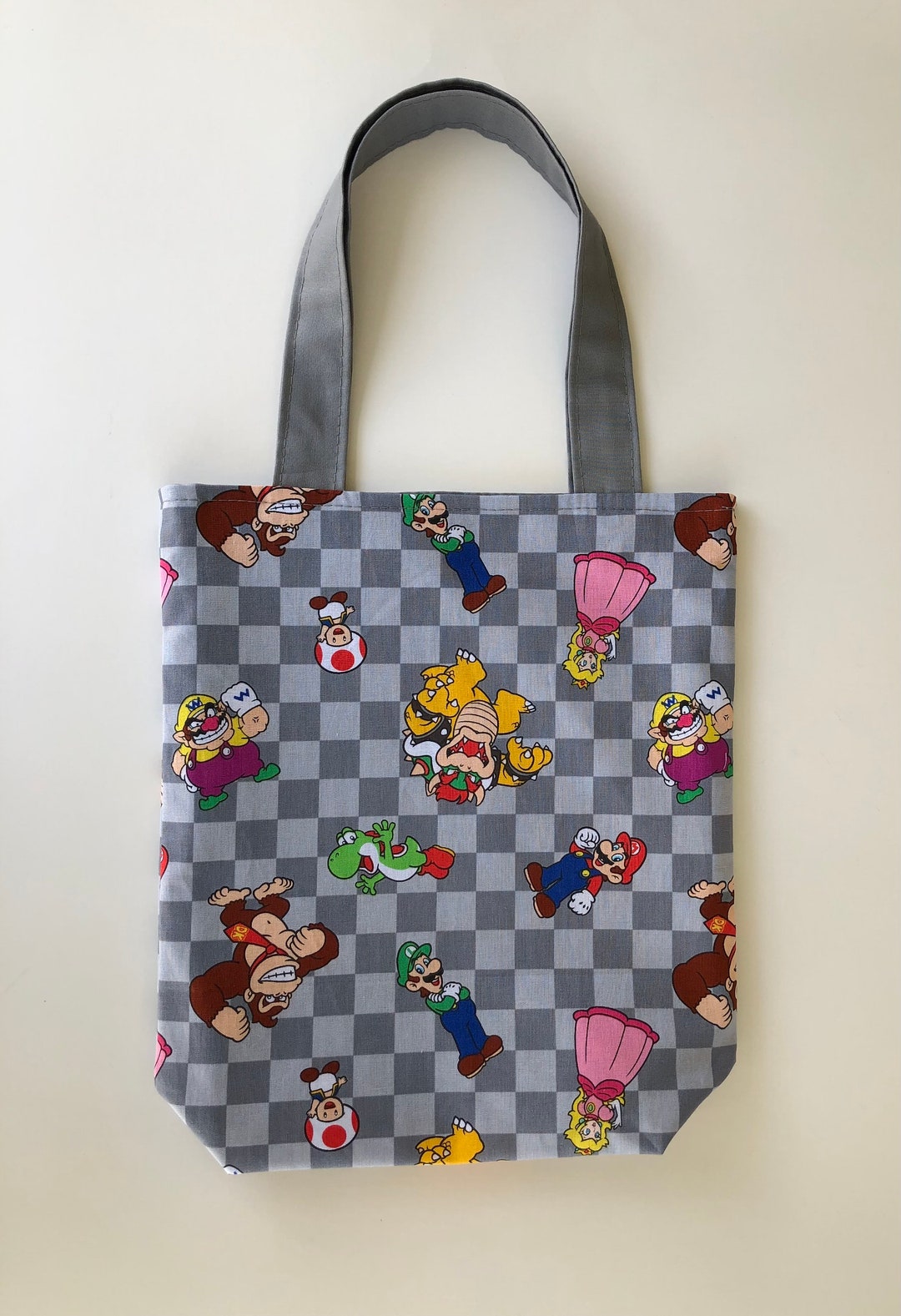 Super Mario Bros Print Tote Bag: 100% Cotton Lined Reusable Grocery Bag ...