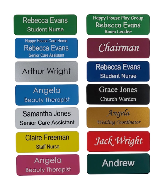 Personalised Name Badges With Plastic Safety Pin or Magnetic | Etsy UK