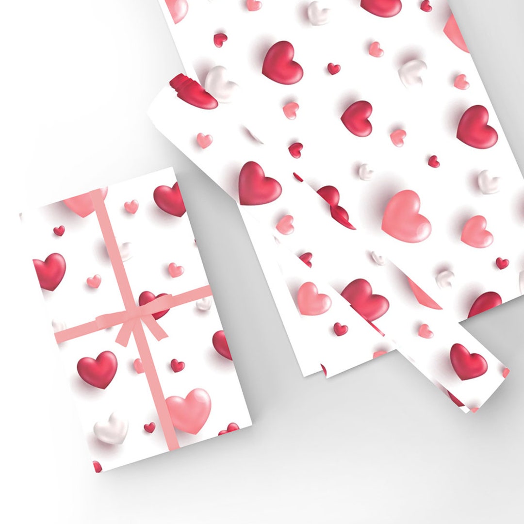 Unique High Quality 3D Heart Design Gift Wrapping Paper-pink/white/red ...