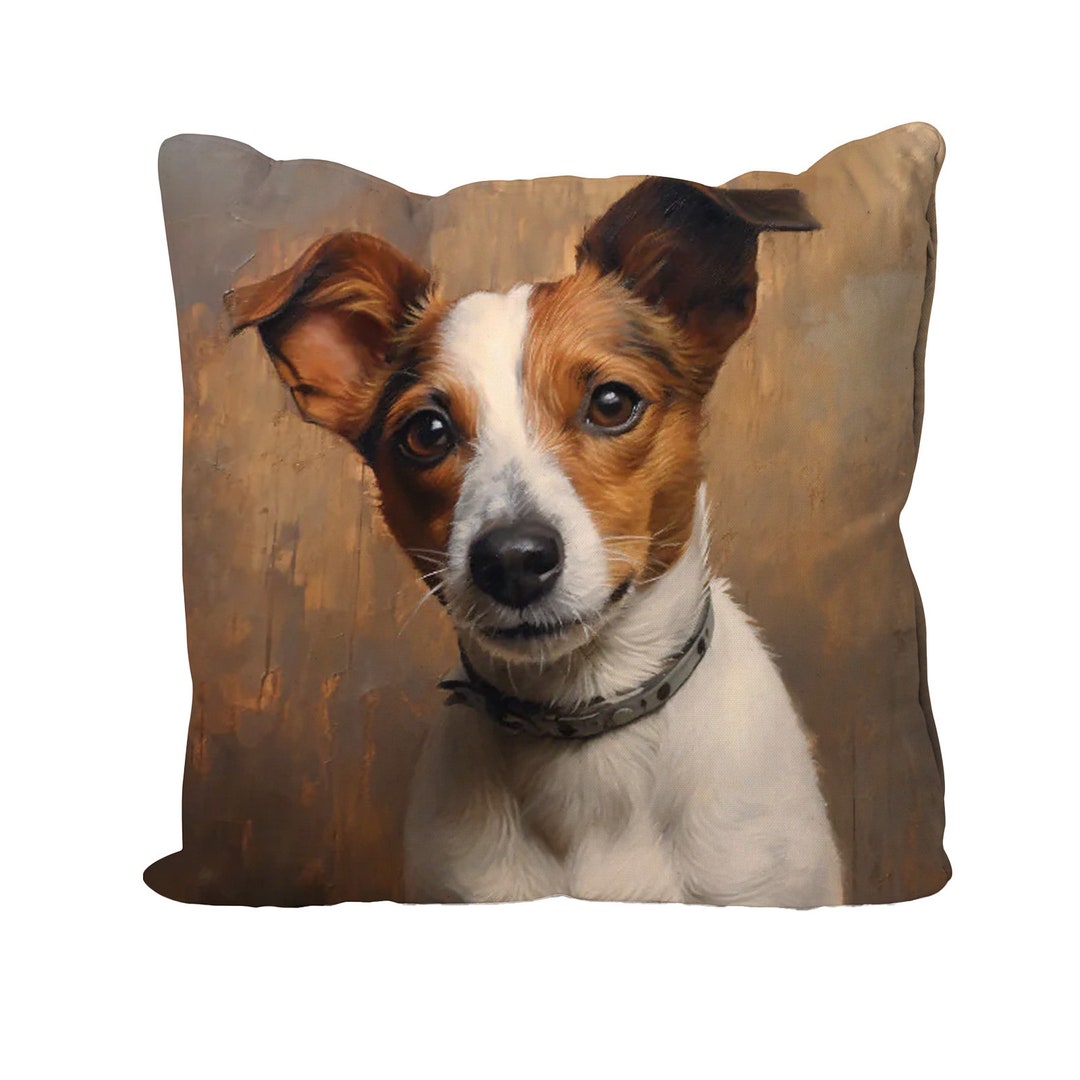 Handmade Beautiful Jack Russell Design Cushion in Cotton. Size Approx ...