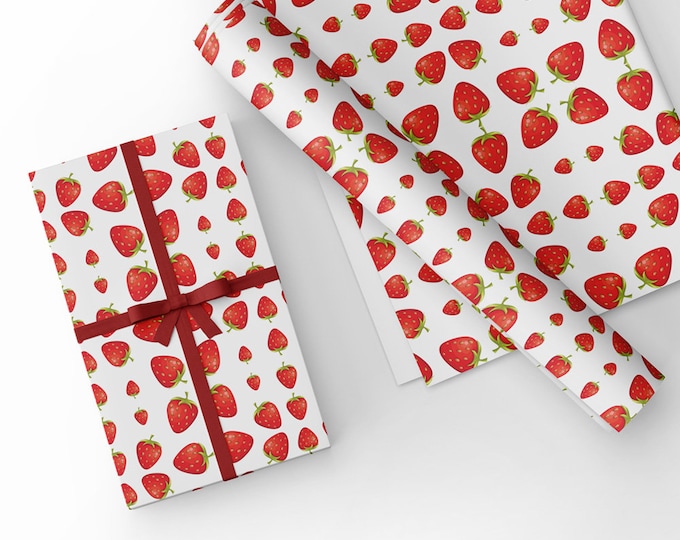 Strawberry Wrapping Paper Cute Wrapping Paper With a Fruit Print ...
