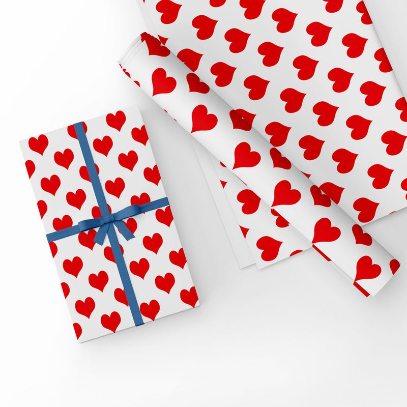 Hearts Wrapping Paper - Etsy