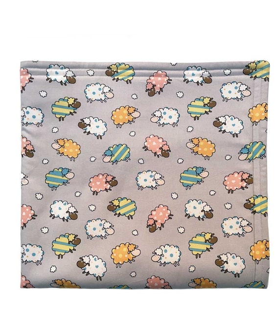 Colourful Sheep Design Baby Blanket grey size 54cm X 50cm. Unique Handmade Blanket bd117 Etsy Ireland
