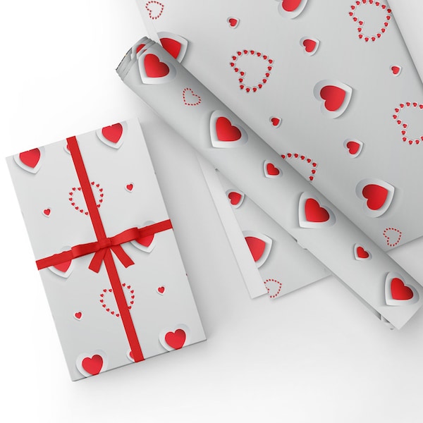 Hearts Wrapping Paper - Etsy