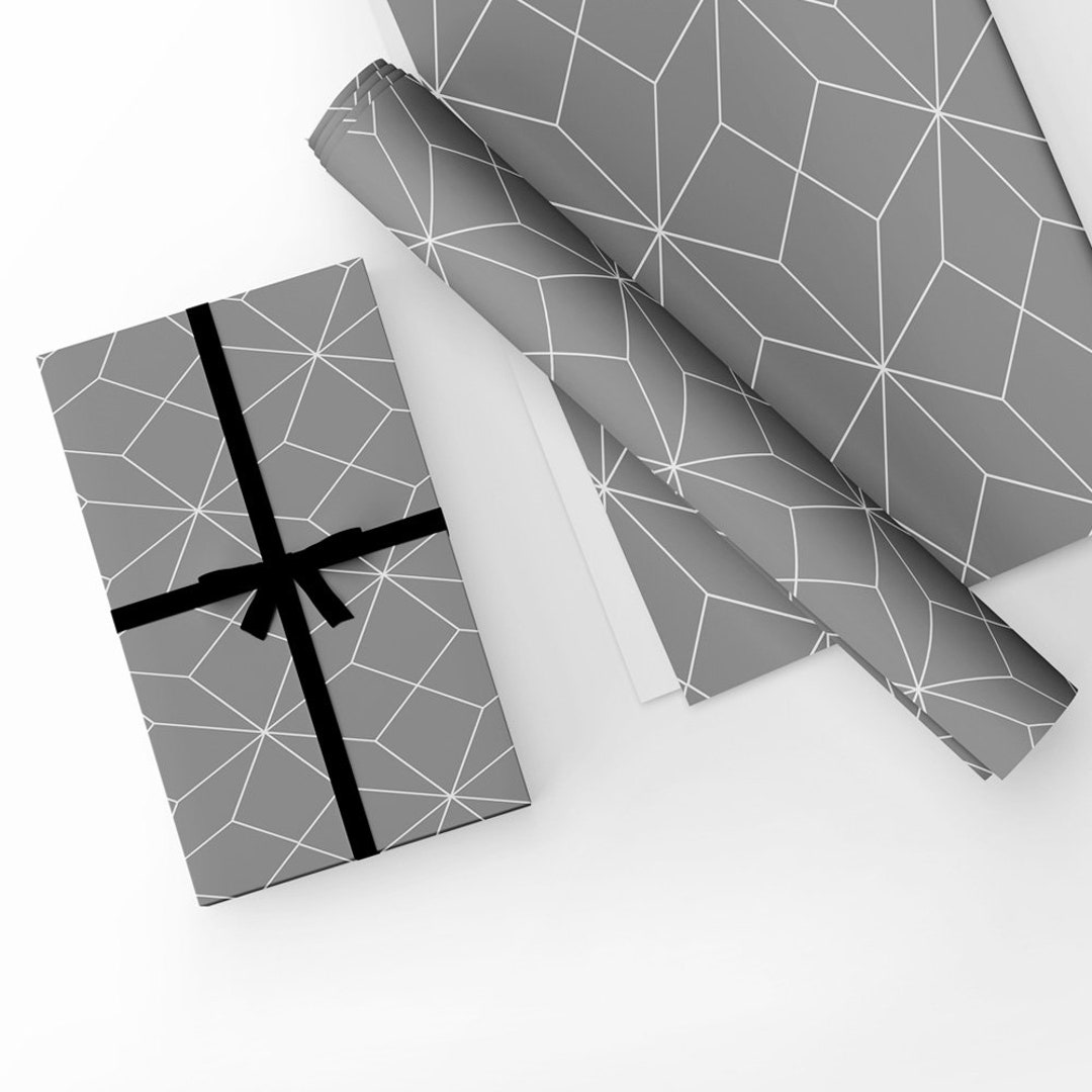 Grey & White Geometric Design Gift Wrapping Paper-unique High - Etsy