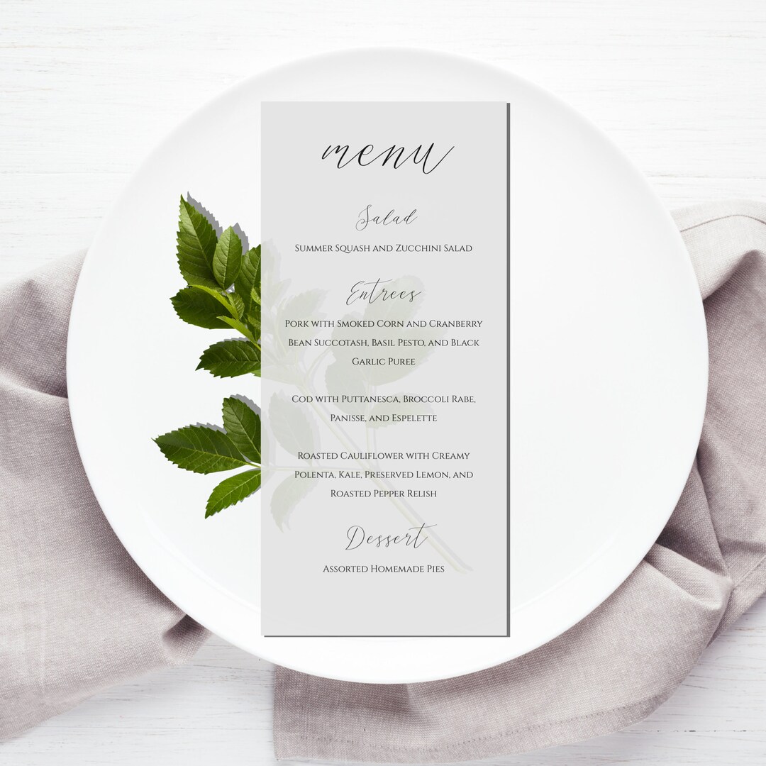 Vellum Menu | Menu With Place Card | Wedding Menu | Modern Wedding ...
