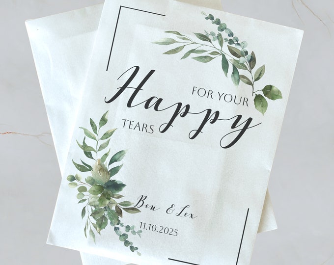 Happy Tears Wedding Tissues Packets 100% Biodegradable Glassine Empty ...