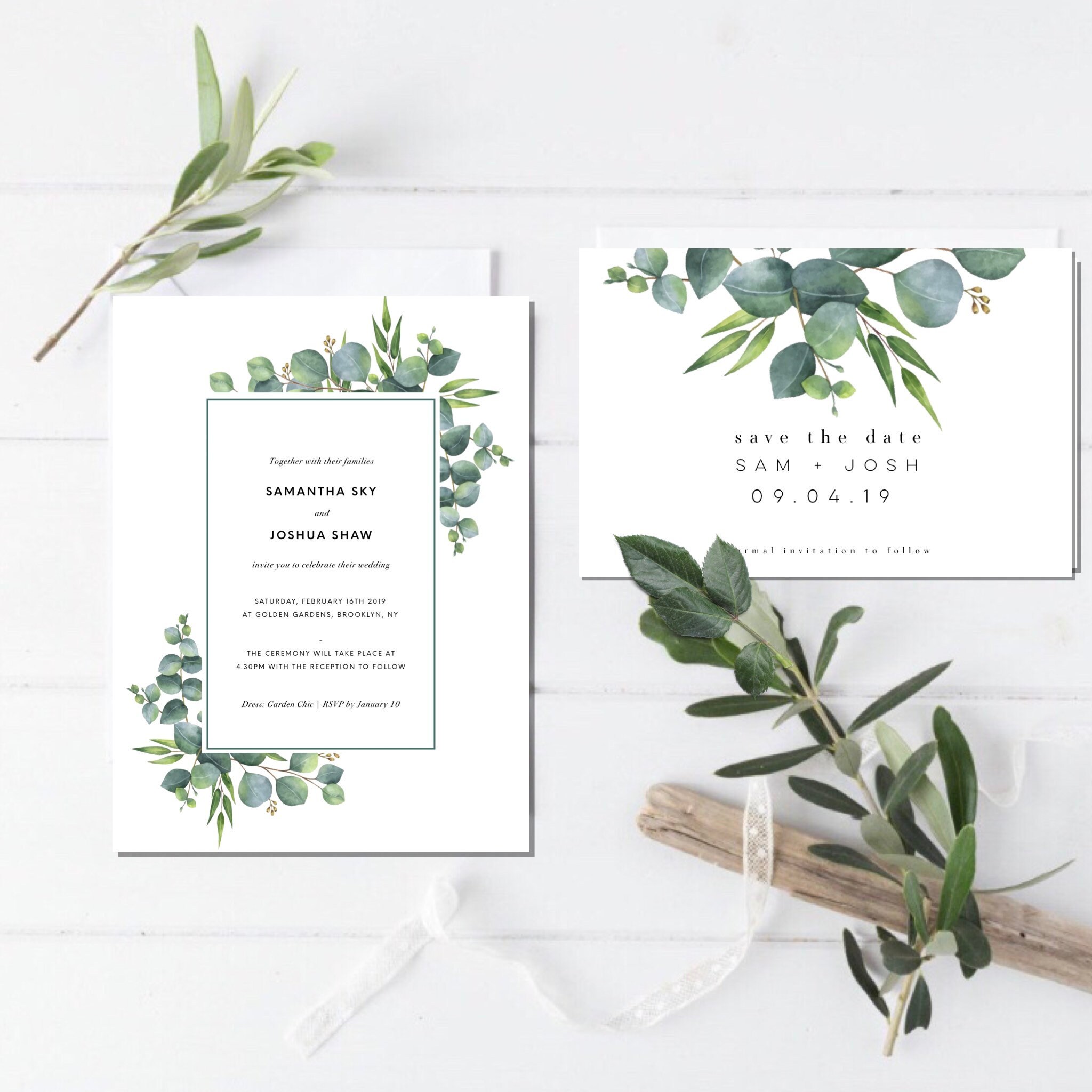 Greenery Wedding Invitation-wedding Invitation Set-wedding - Etsy