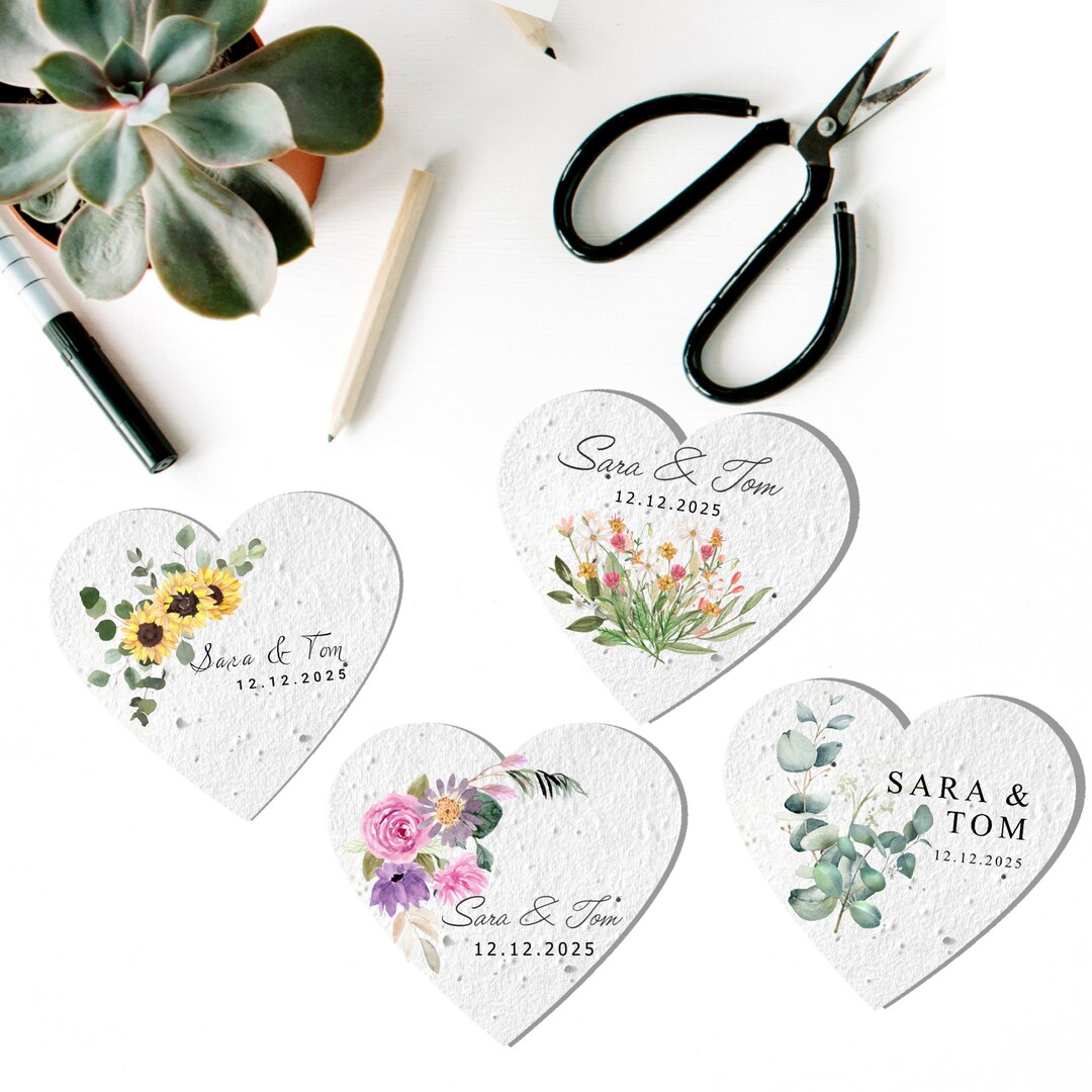 Bulk Plantable Heart Shapes-thank You-wedding Favour-seed Paper-heart ...