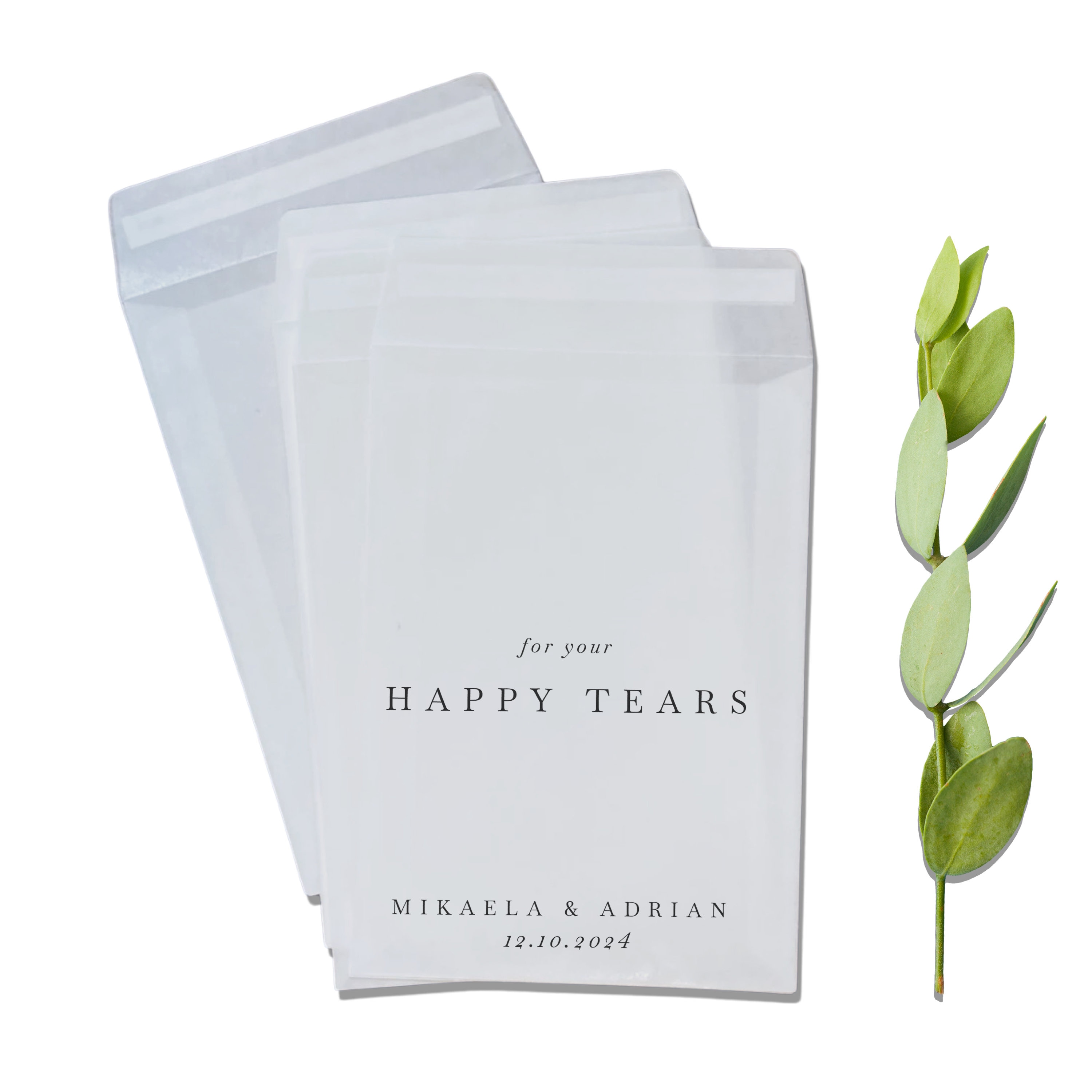Personalized Wedding Tissue Packets: Biodegradable Glassine 'happy ...