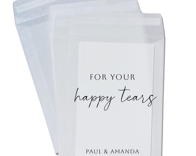 Happy Tears Wedding Tissues Packets 100% Biodegradable Glassine Empty ...
