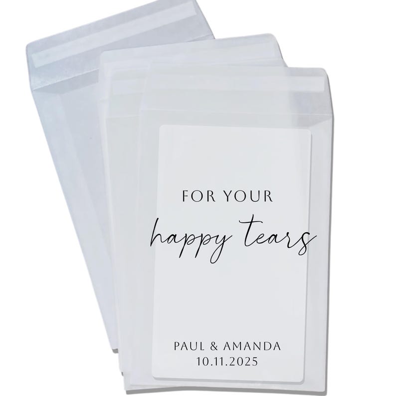 Personalised Wedding Tissue Packs | Happy Tears Confetti Packets ...