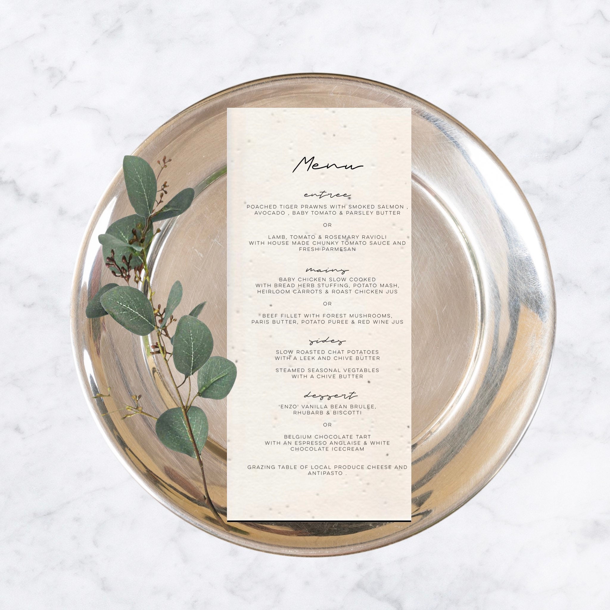 Plantable Menu-wedding Menu-seed Paper Menu-seed Paper-menu-sustainable ...