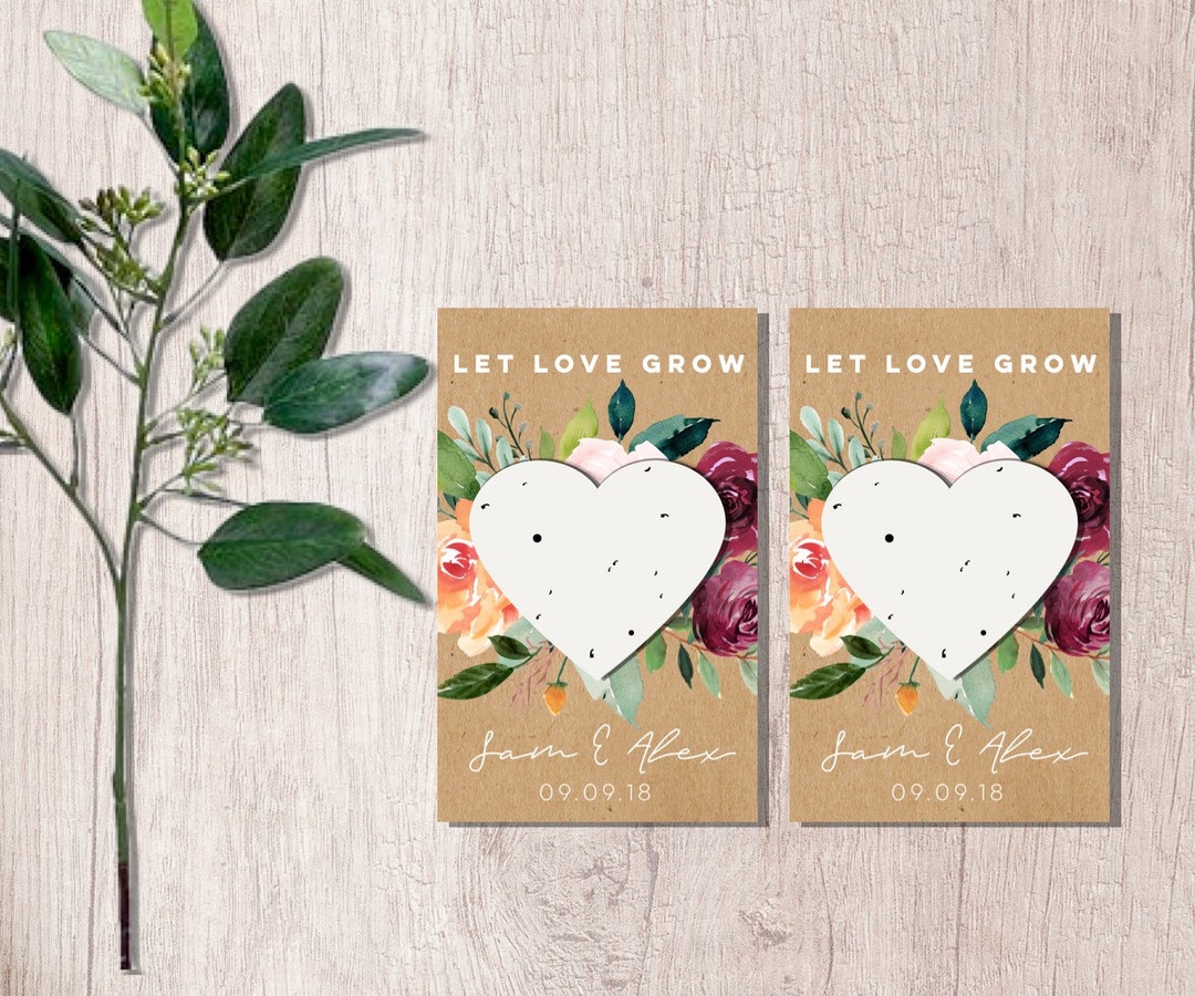 Plantable Seed Paper Heart-wedding Seed Favors-let Love Grow Wedding ...