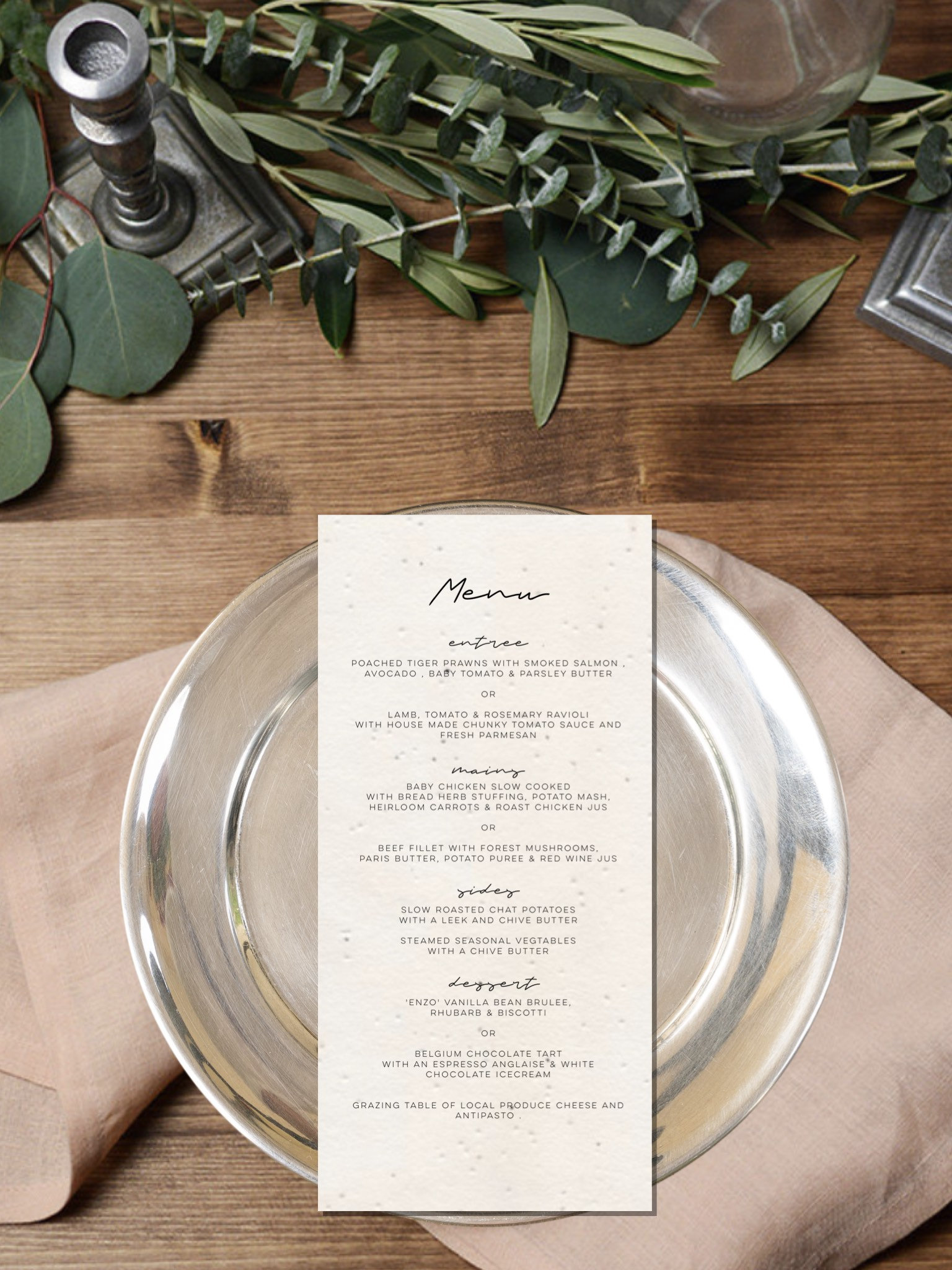 Custom Plantable Seed Paper Menus Wedding Menu Name card menus ...