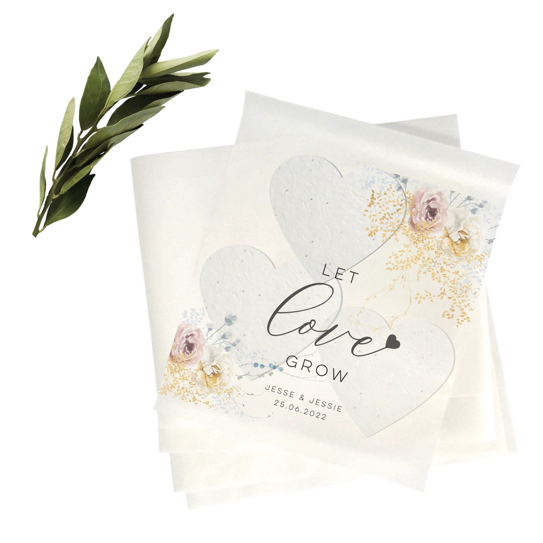 Plantable Seed Paper Wedding Favors: Wildflower Heart, Custom Bag - Etsy