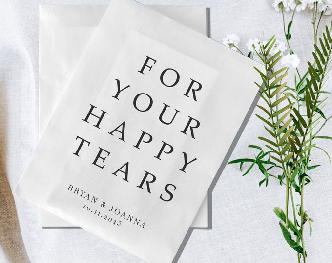 Happy Tears Wedding Tissues Packets 100% Biodegradable Glassine Empty ...