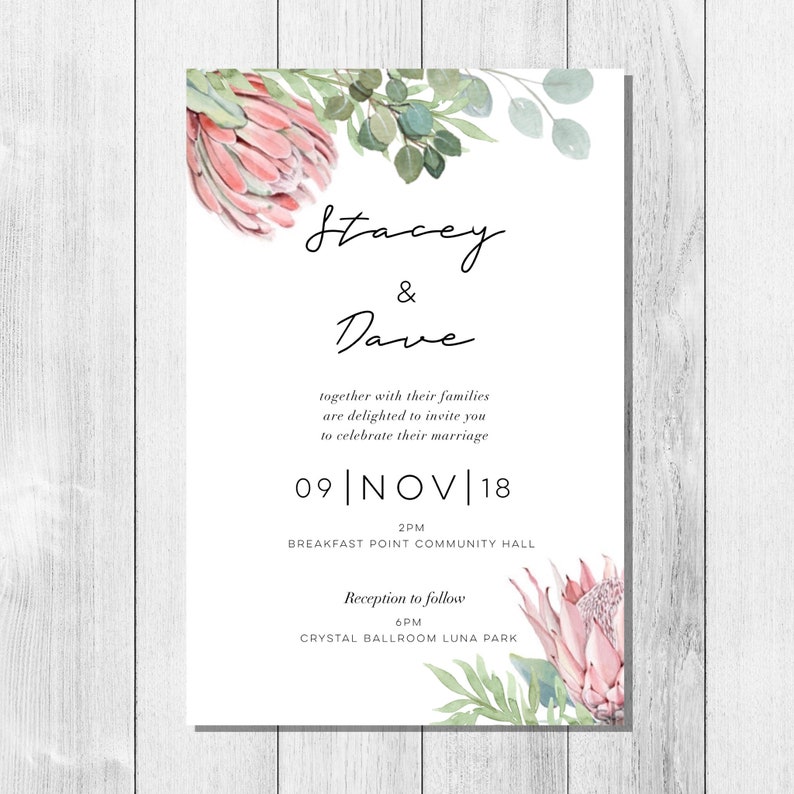Protea Wedding Invitation-wedding Invitation Set-wedding - Etsy