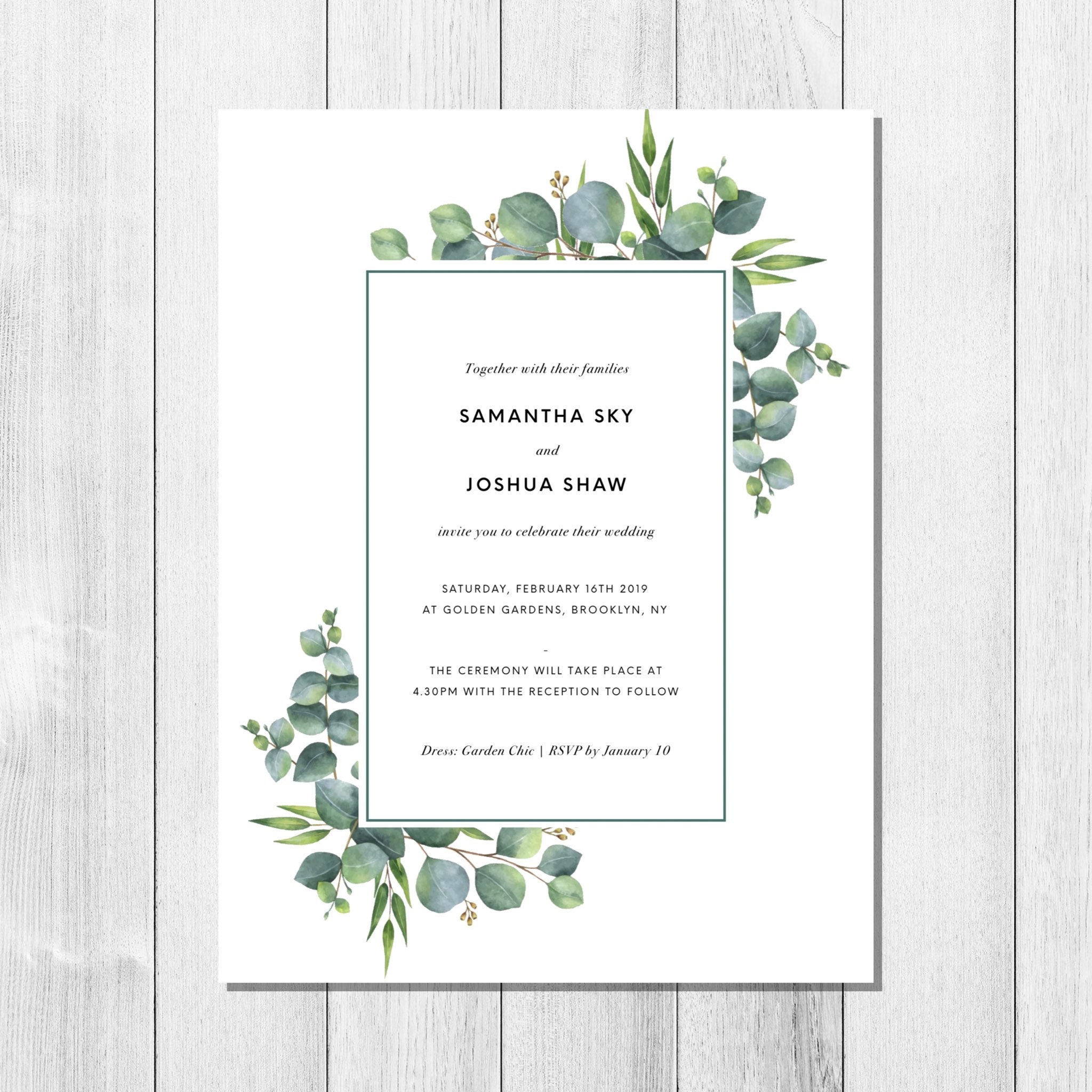 Greenery Wedding Invitation-wedding Invitation Set-wedding | Etsy
