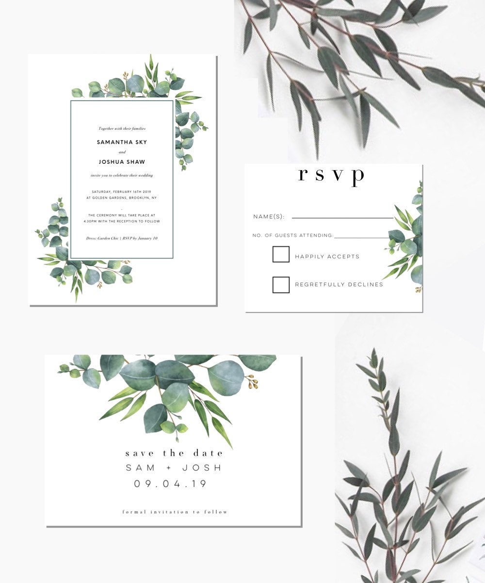 Greenery Wedding Invitation-wedding Invitation Set-wedding | Etsy