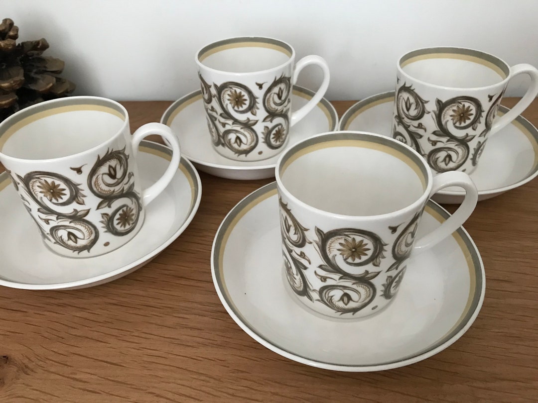 Susie Cooper Set of Four Venetia Coffee Cups and Saucers - Etsy