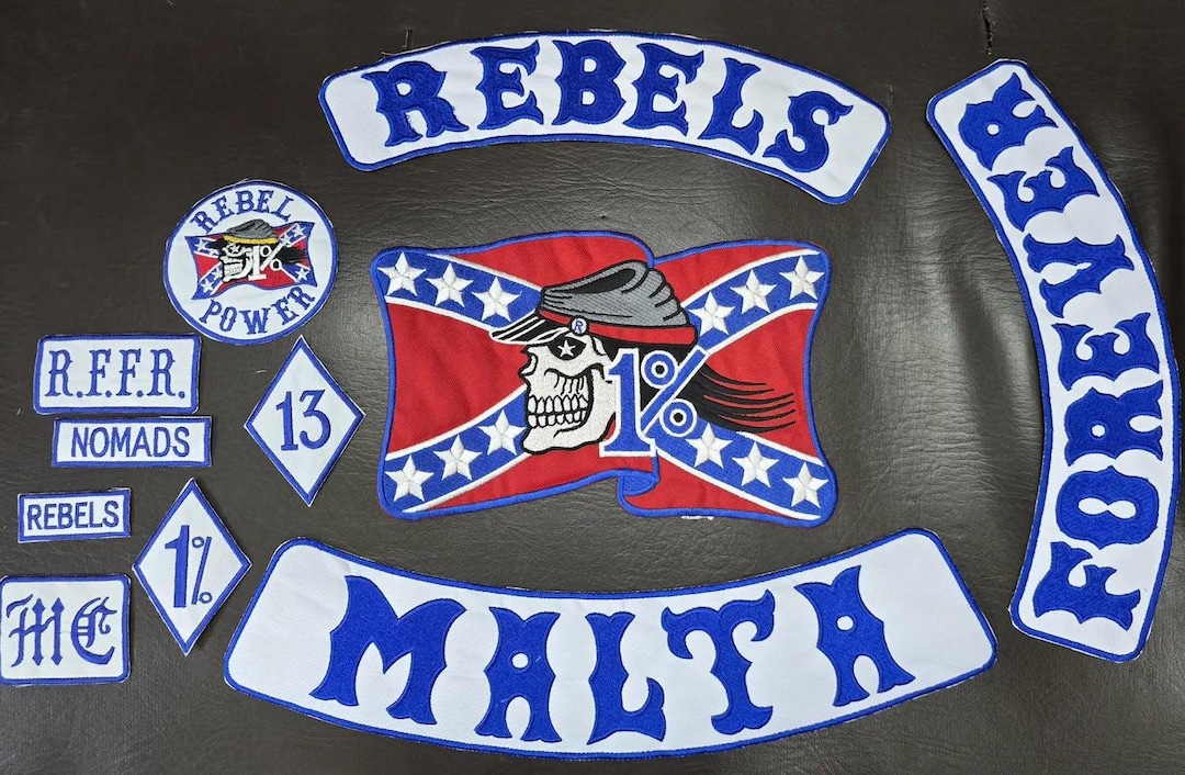 Rebels Forever Malta MC Nomads Iron on Sew on Embroidered Patches Set ...