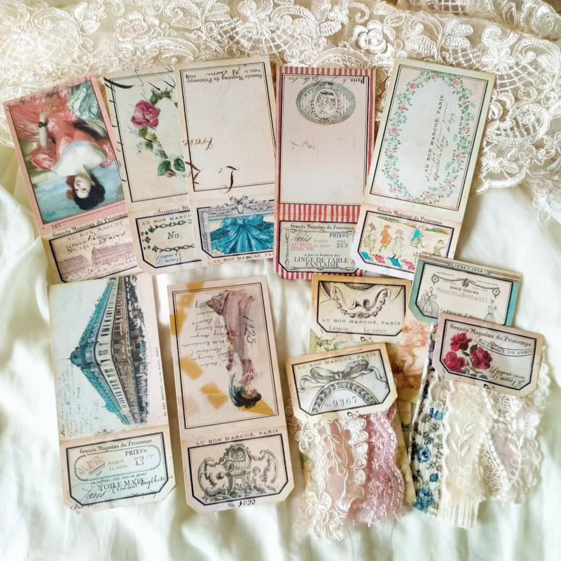 Au Bon Marché - Vintage Haberdashery - Fabric Sample Cards - French ...